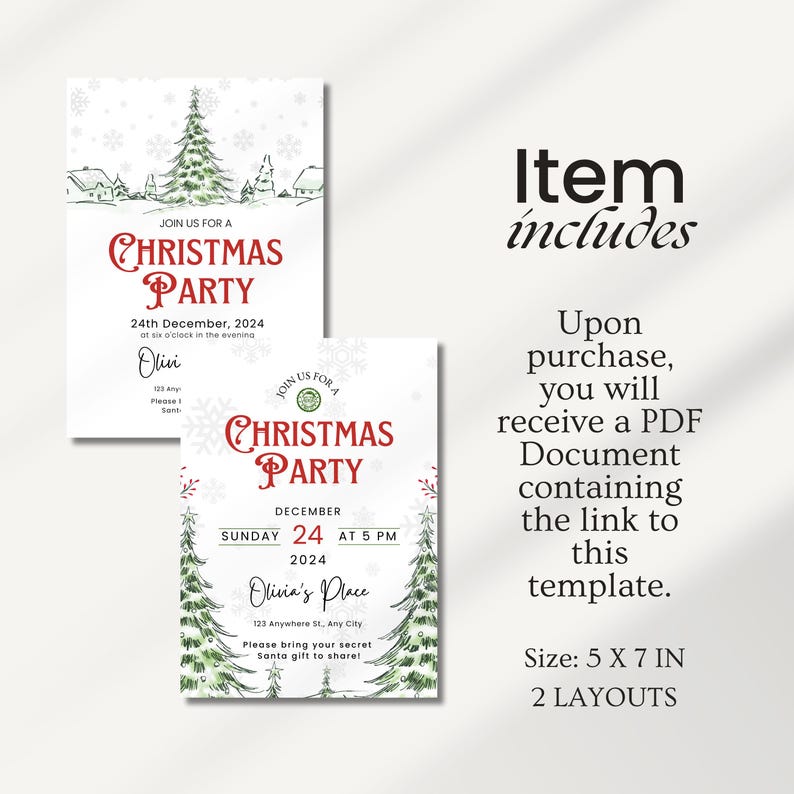 Editable Christmas Party Invitation Template, Annual Holiday Party ...