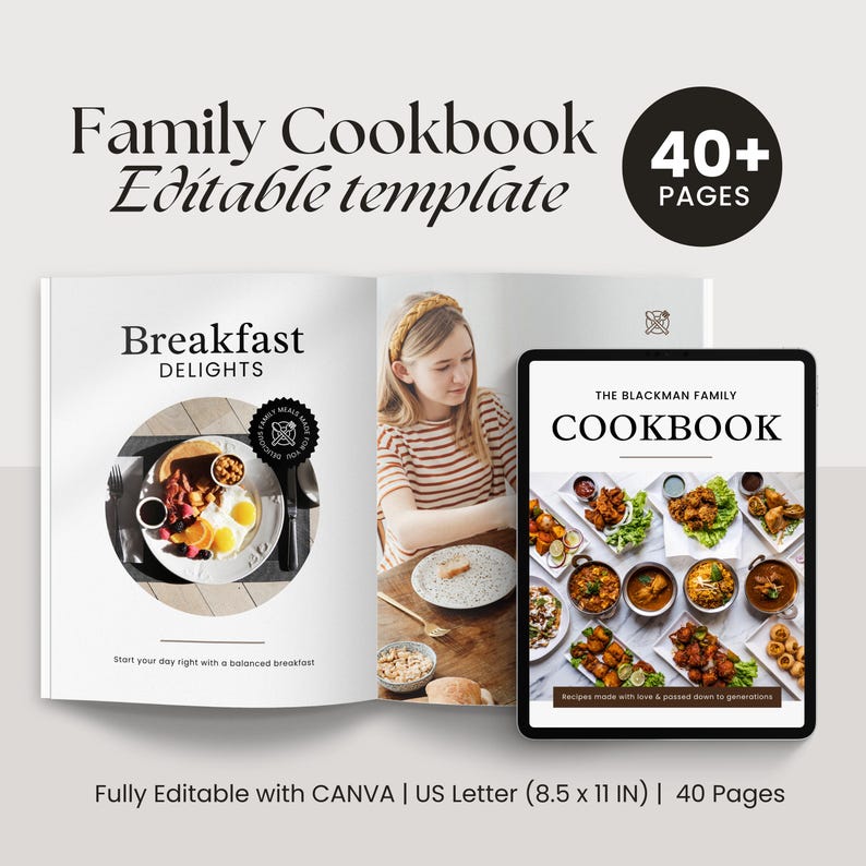 Cookbook Template | Recipe Book Template | Canva Templates | Cook Book ...