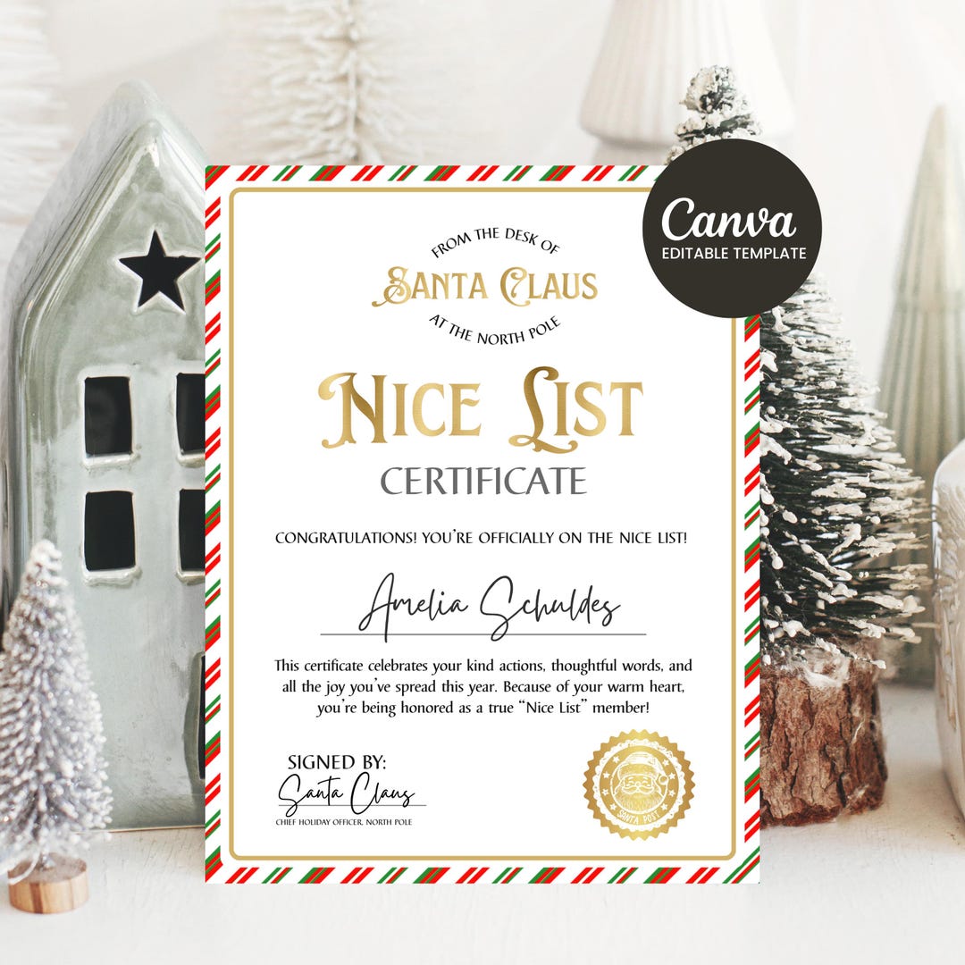 Personalized Xmas Letter From Santa, Edit Santa Certificate, INSTANT ...