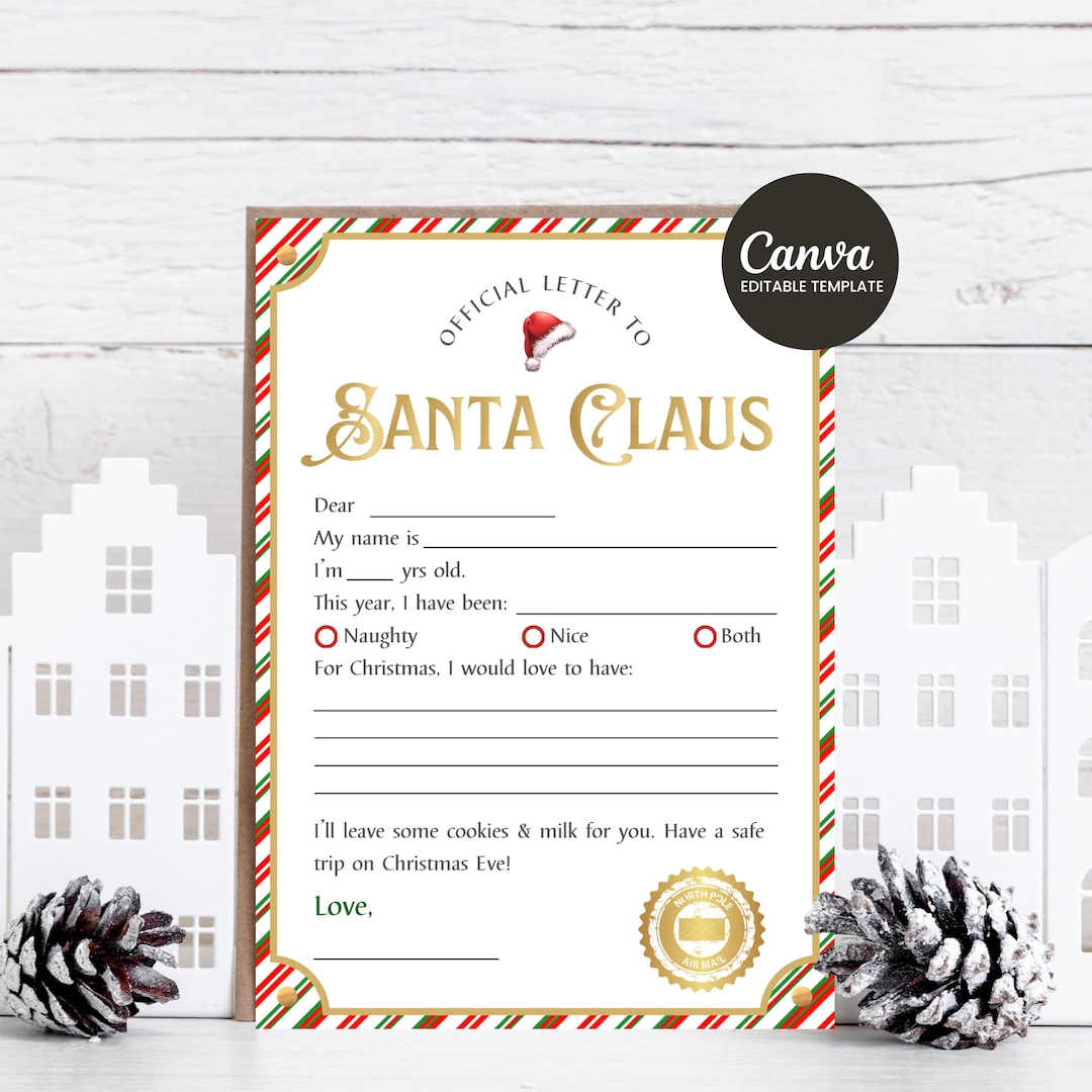 Editable Personalized Christmas Letter to Santa, Easy Edit Santa Letter ...