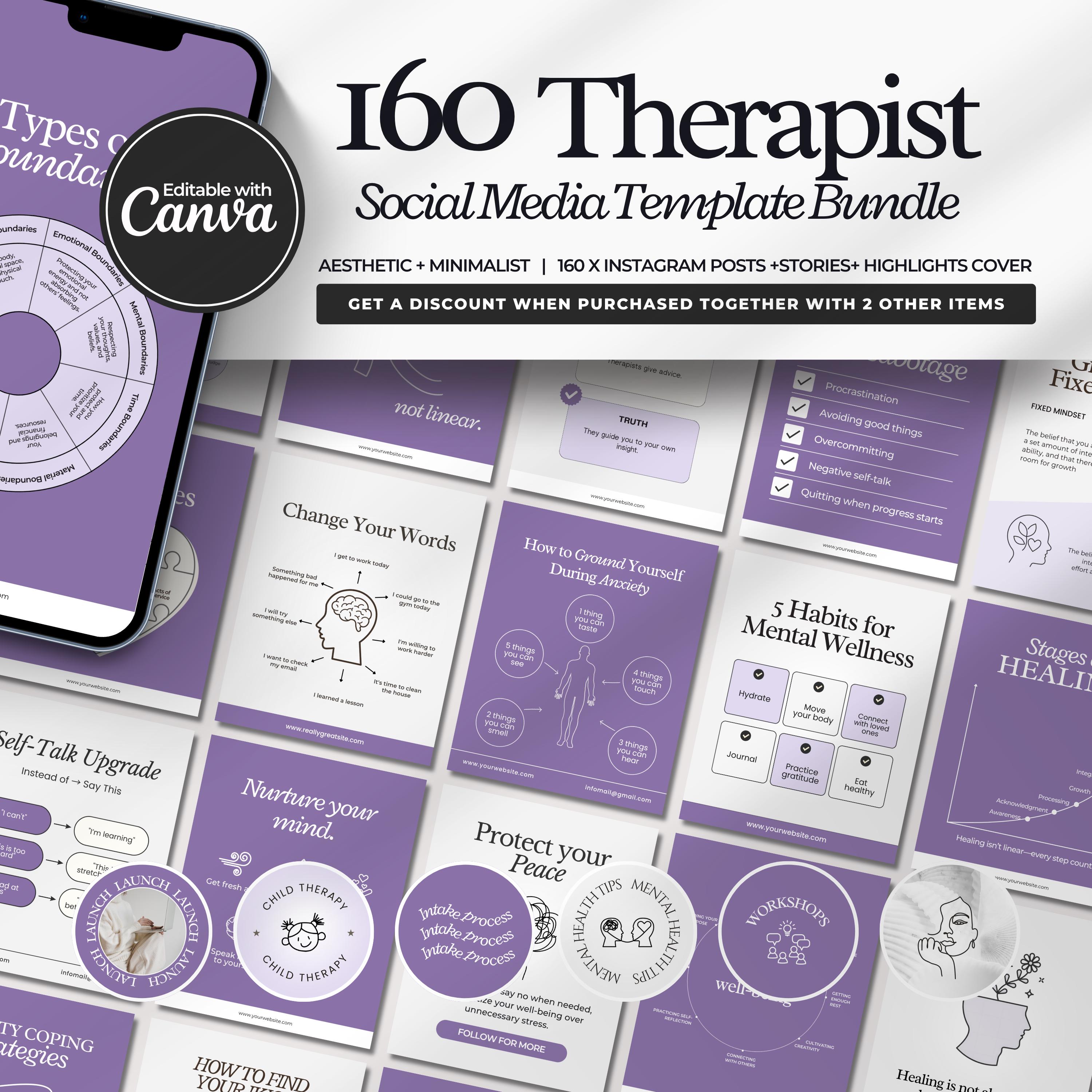 Therapist Instagram Templates, Psychologist Social Media, Mental Health ...