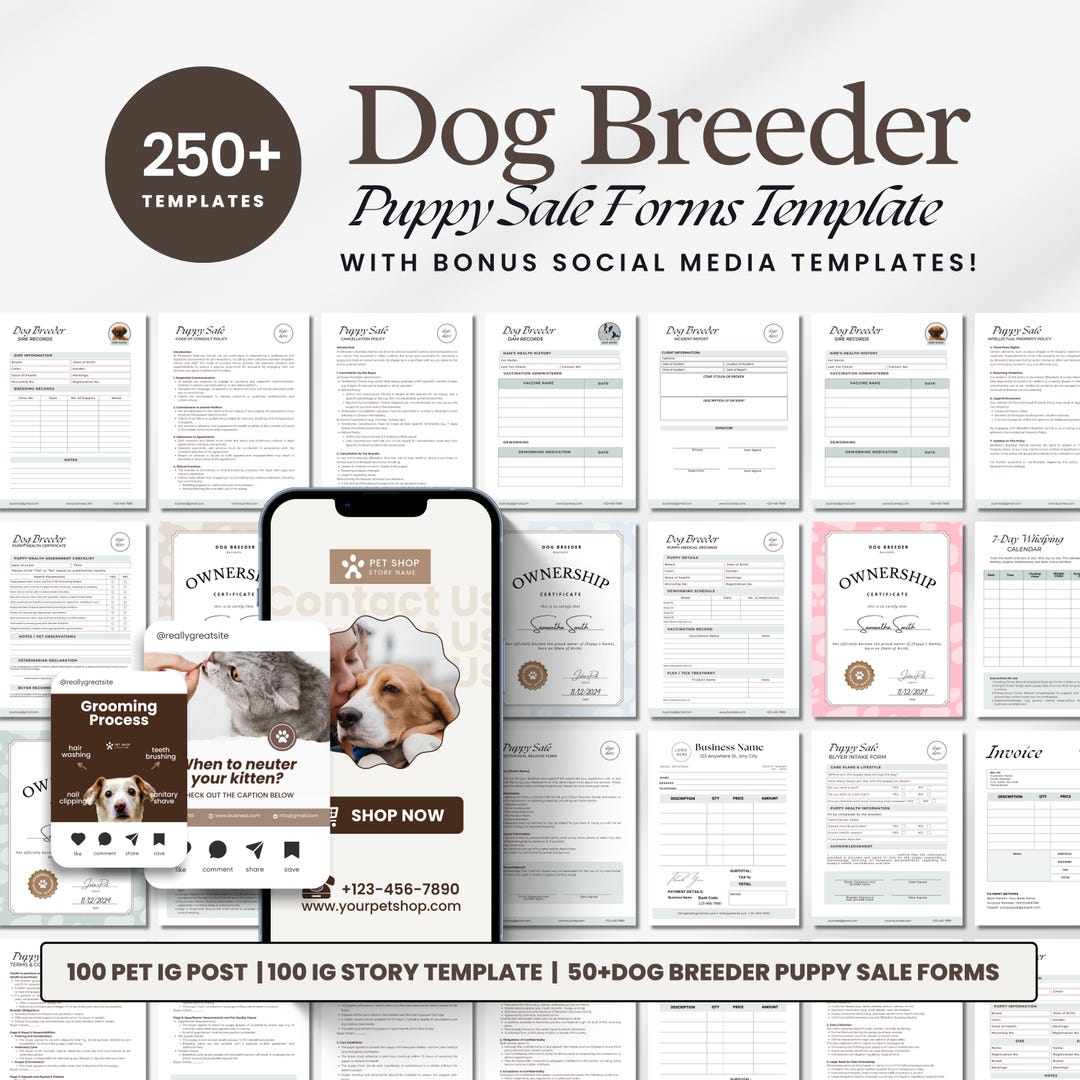 Dog Breeder Service Agreement Forms, Puppy Breeder Starter Kit ...