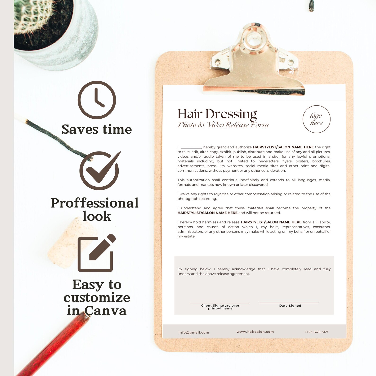 Hairdressing Client Intake Forms Bundle, Editable Hairstyling Informed ...
