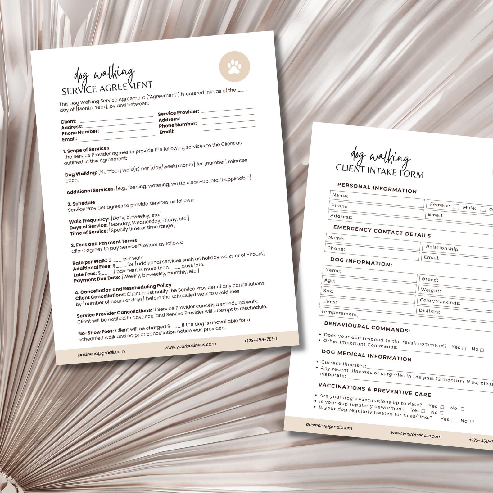 Dog Walking Service Agreement/contract Template, Editable Pet Sitting ...