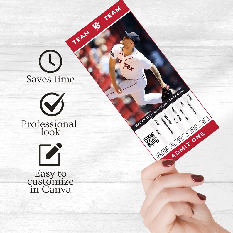 Editable Baseball Ticket Template, Custom Fake Baseball Ticket Template ...
