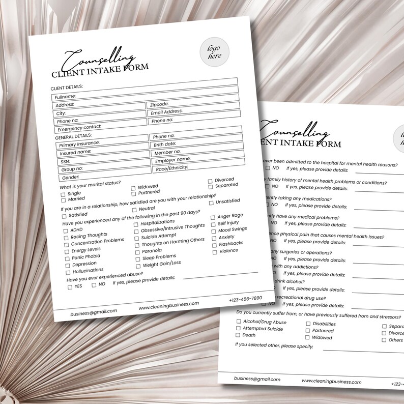 Counseling Forms Bundle, Mental Health Client Intake, Informed Consent ...