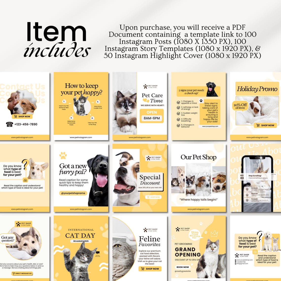 Pets Instagram Post Template | Pet Instagram Story Template | Social ...