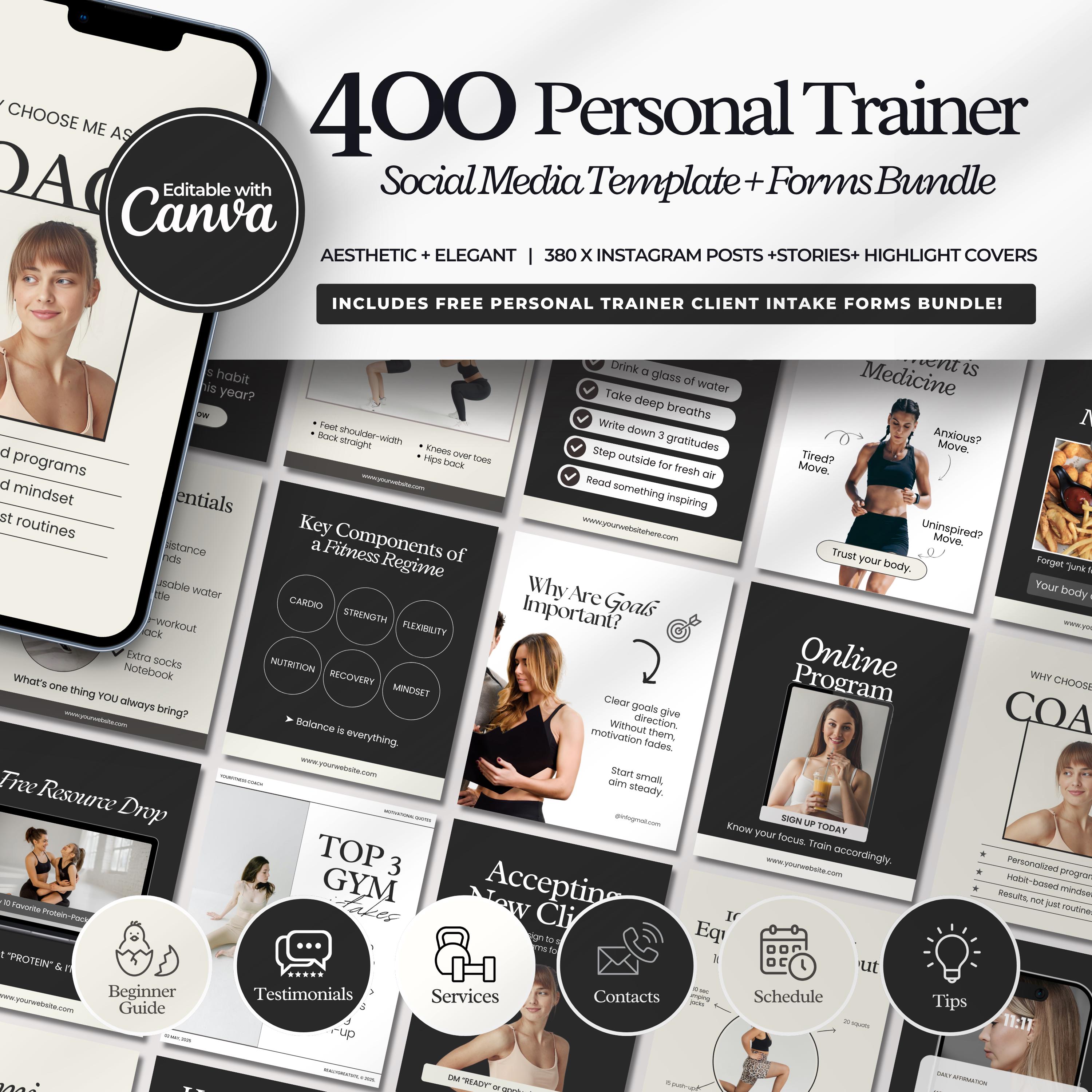 400 Personal Trainer Templates | Fitness Coach Instagram Template , Gym ...