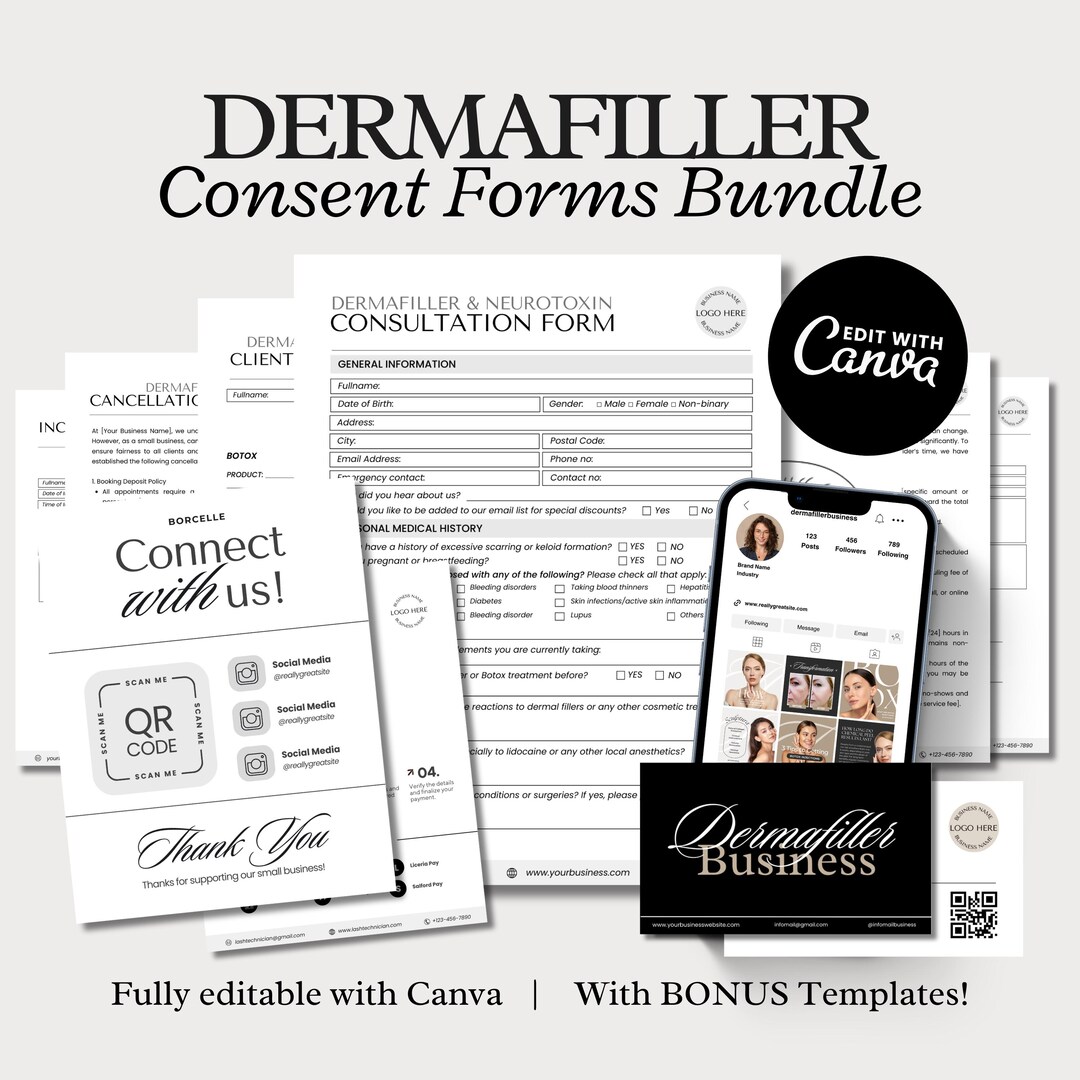 Dermal Filler, Botox, Botulin Toxin, Consultation Forms, Consent Form ...