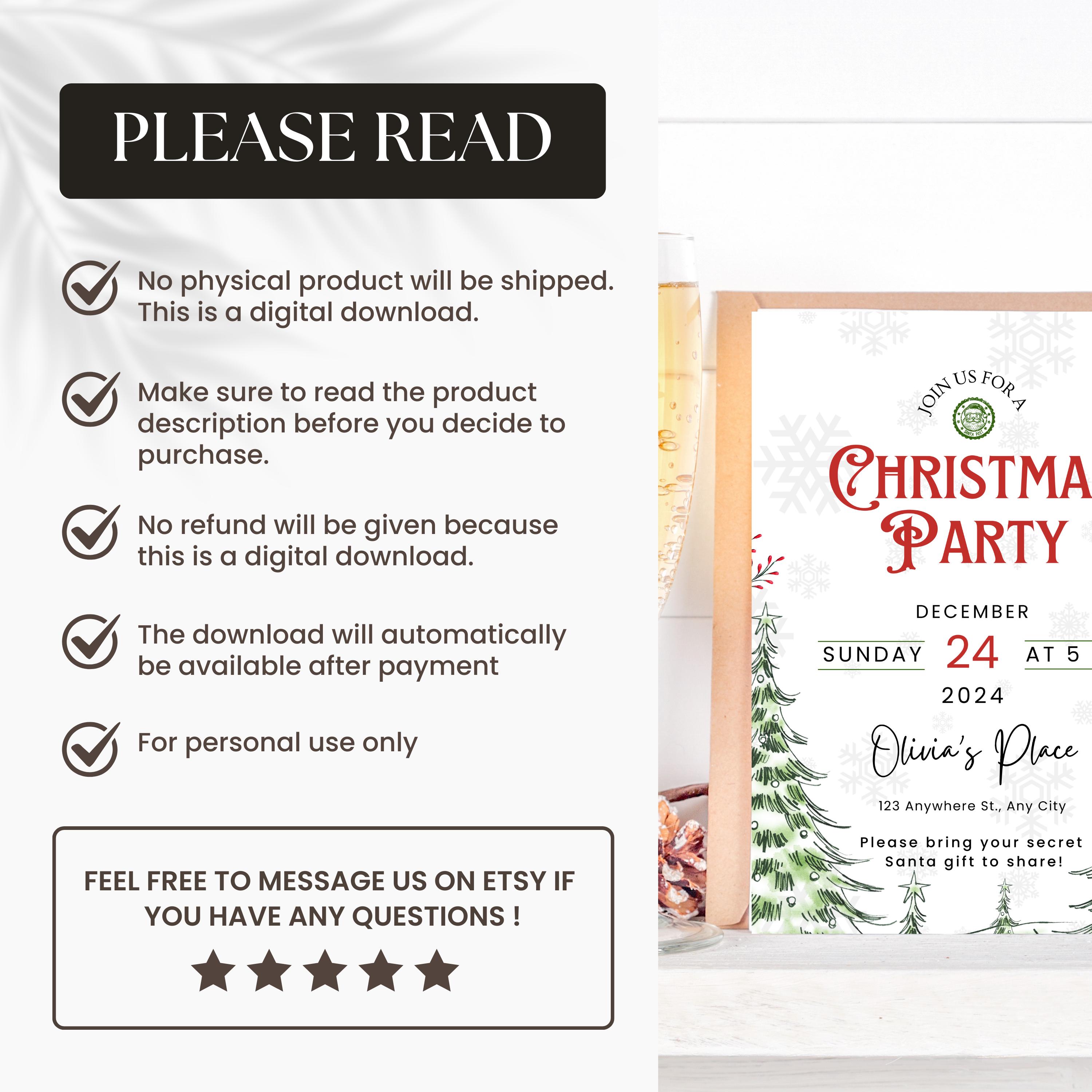 Editable Christmas Party Invitation Template, Annual Holiday Party ...