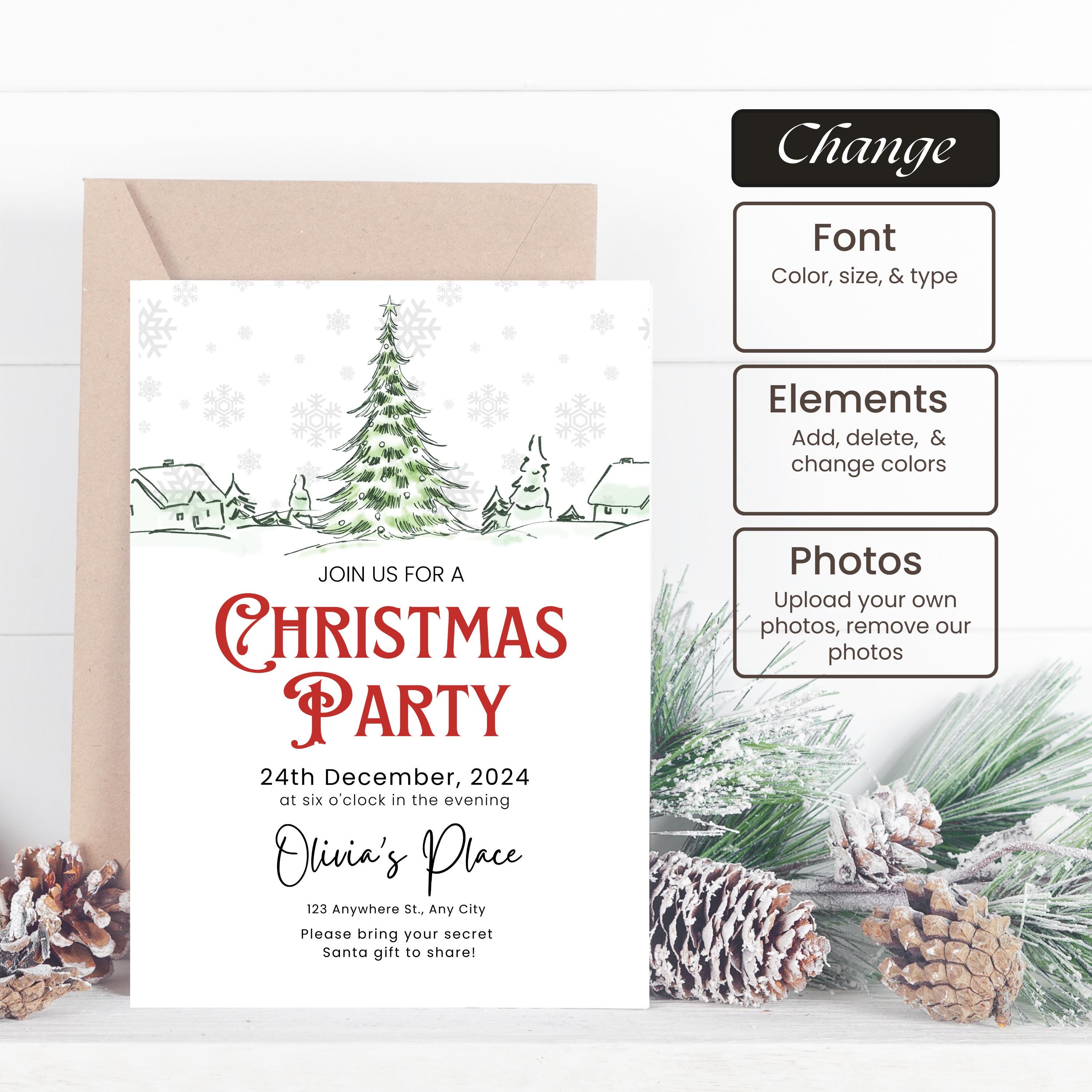 Editable Christmas Party Invitation Template, Annual Holiday Party ...