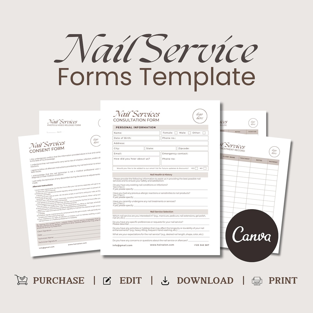 Manicure and Pedicure Forms Bundle, Nail Tech Forms, Esthetician Forms ...