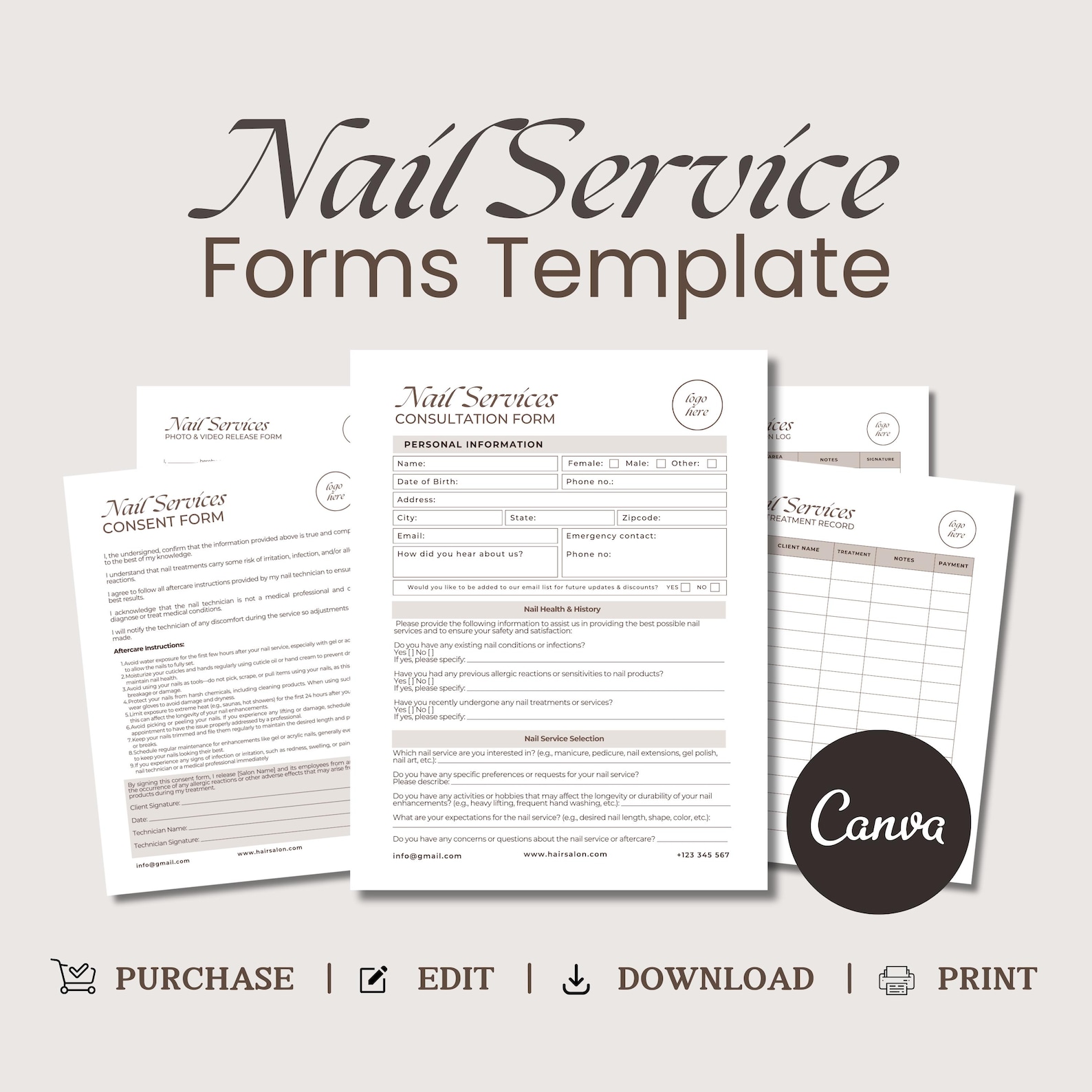 Manicure and Pedicure Forms Bundle, Nail Tech Forms, Esthetician Forms ...