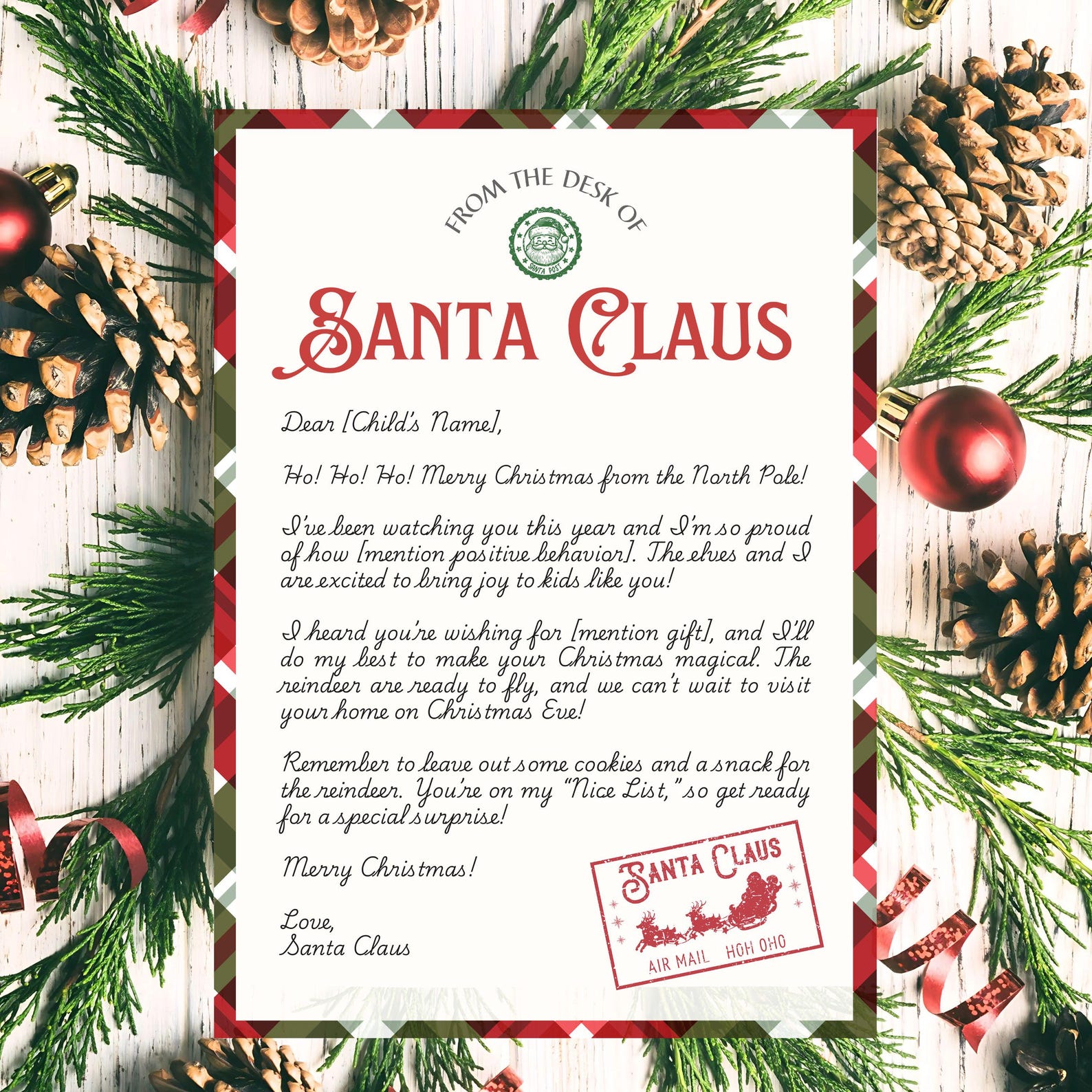 Editable Personalized Christmas Letter From Santa, Easy Edit Santa ...