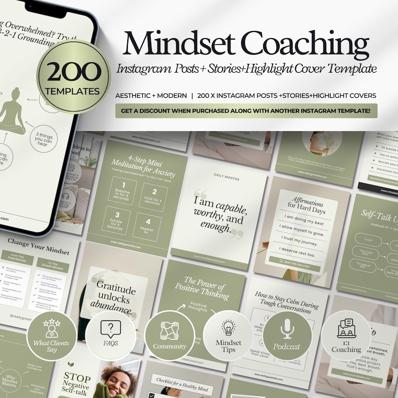 Mindset Coach Instagram Templates | Life Coach Templates | Mindset ...