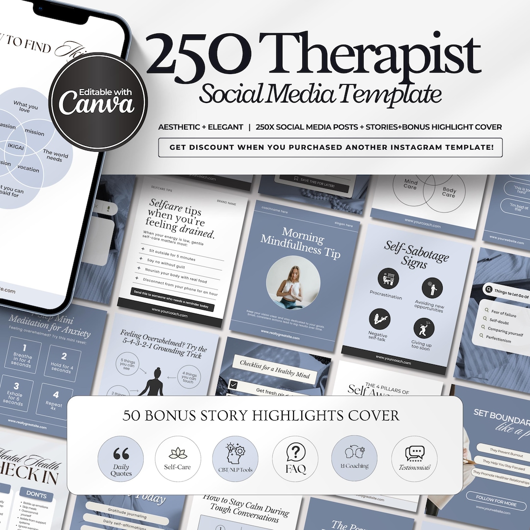 Therapist Instagram Posts, Mental Health Templates, Psychologist Social ...