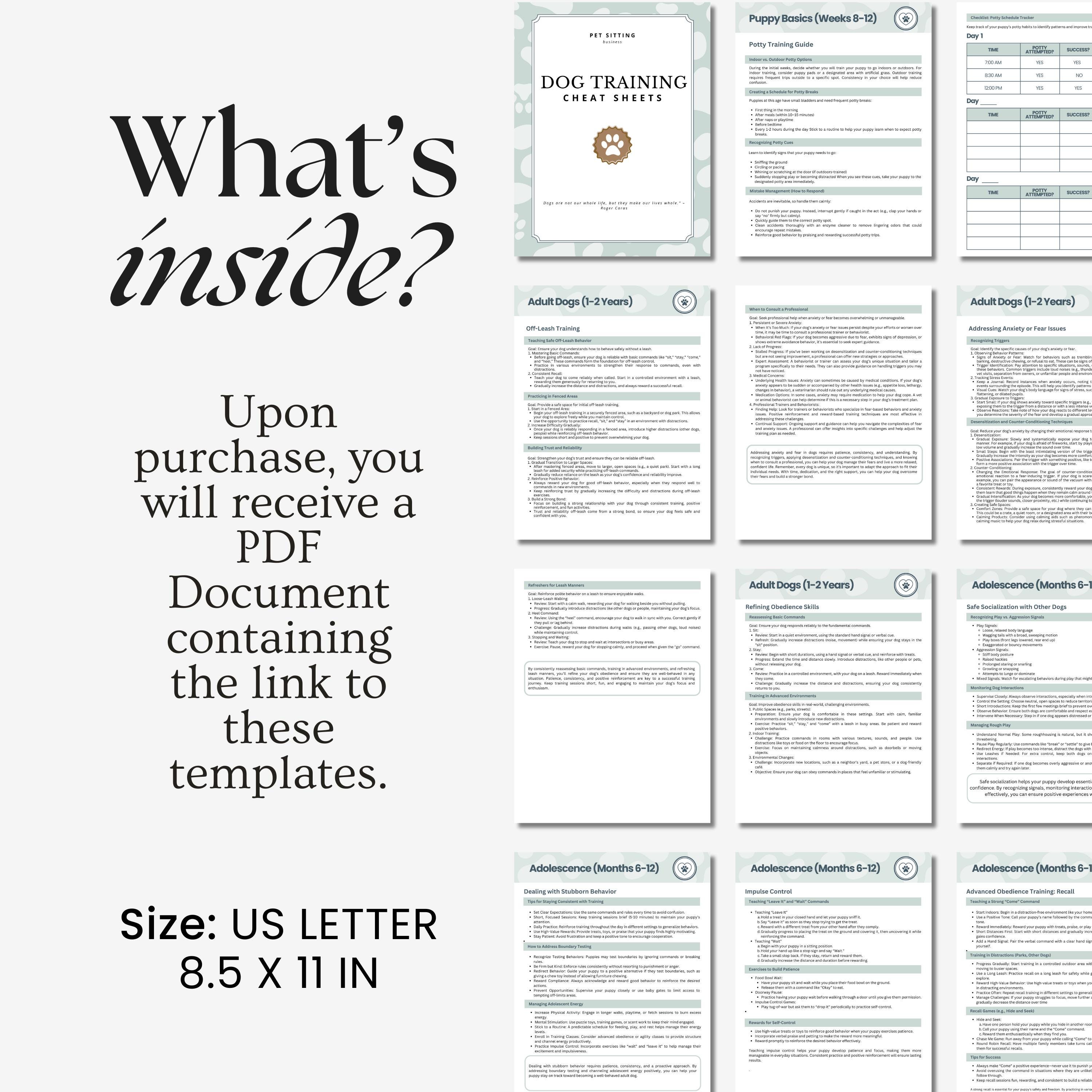 Dog Training Cheat Sheets, Puppy Socialisation, Puppy Training Guide ...