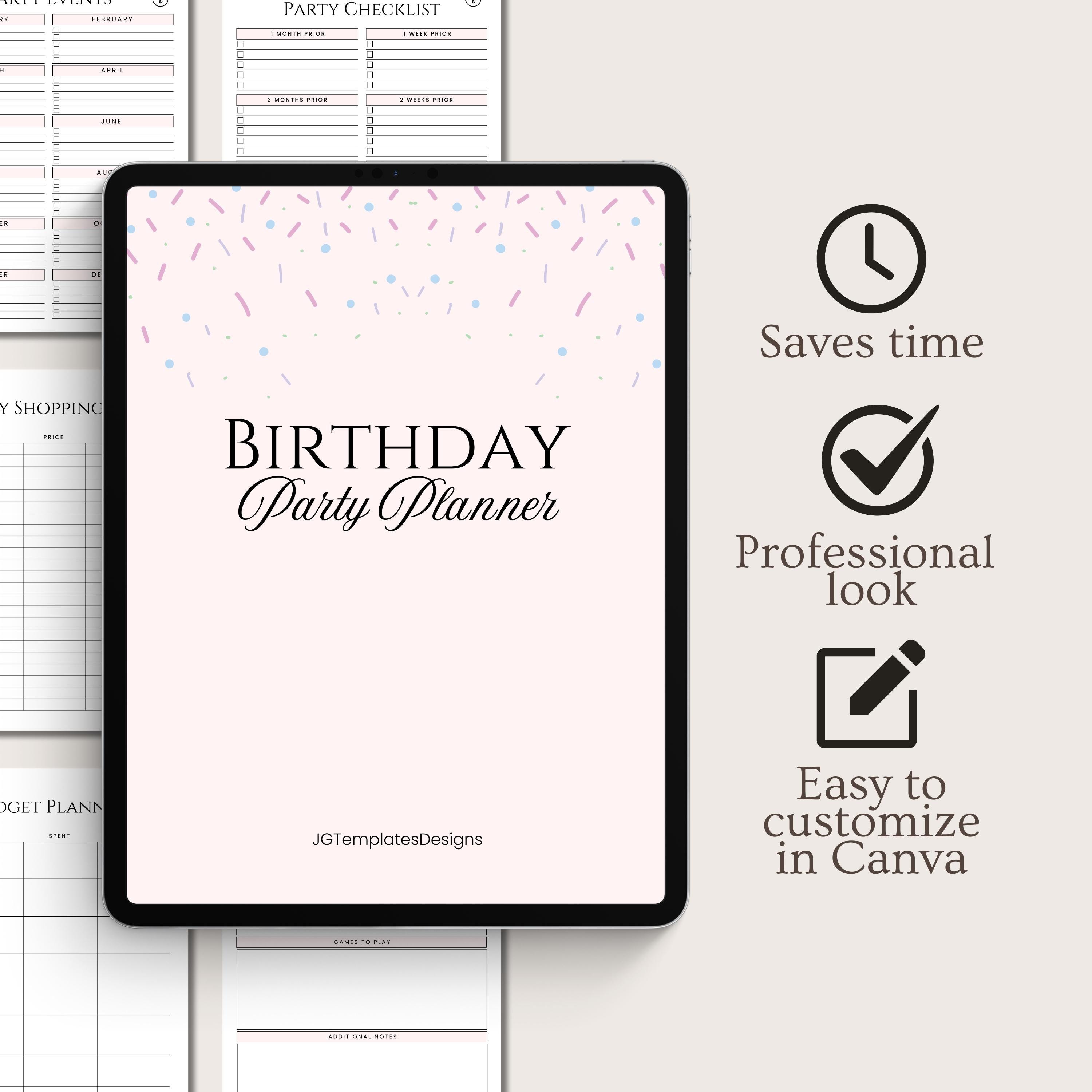 Birthday Plan Template Printable, Birthday Planner, Event Planning ...