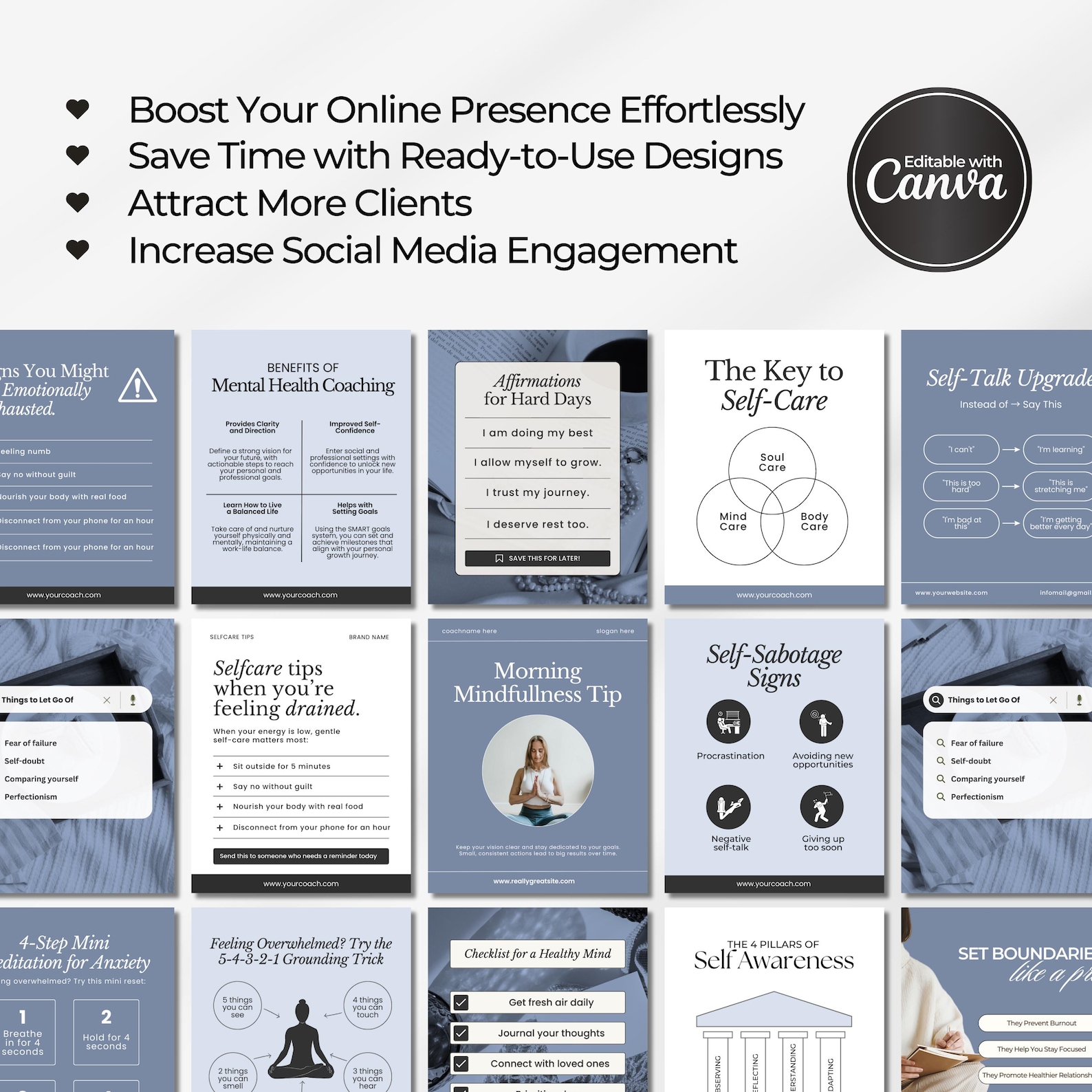 Therapist Instagram Posts, Mental Health Templates, Psychologist Social ...