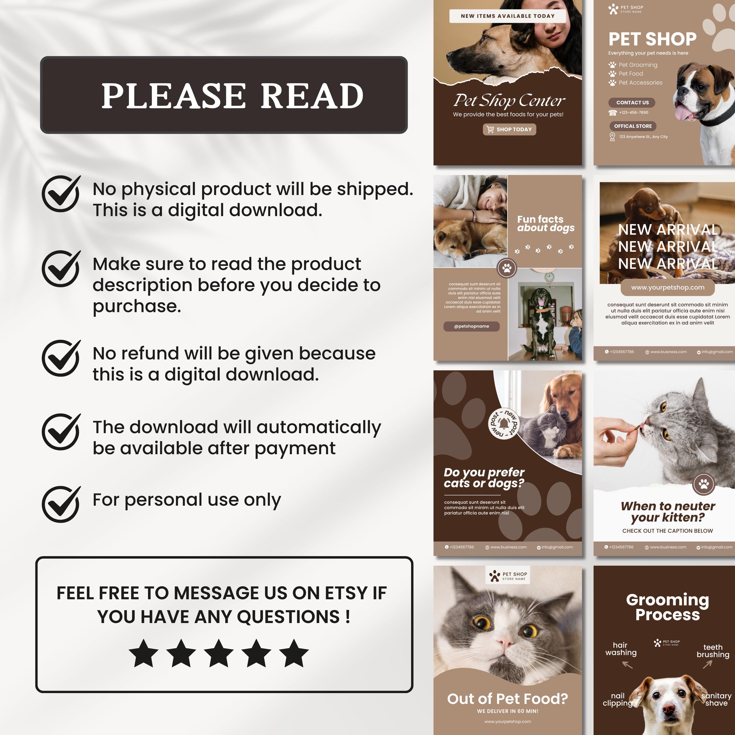 Pets Instagram Post Template | Pet Instagram Story Template | Social ...