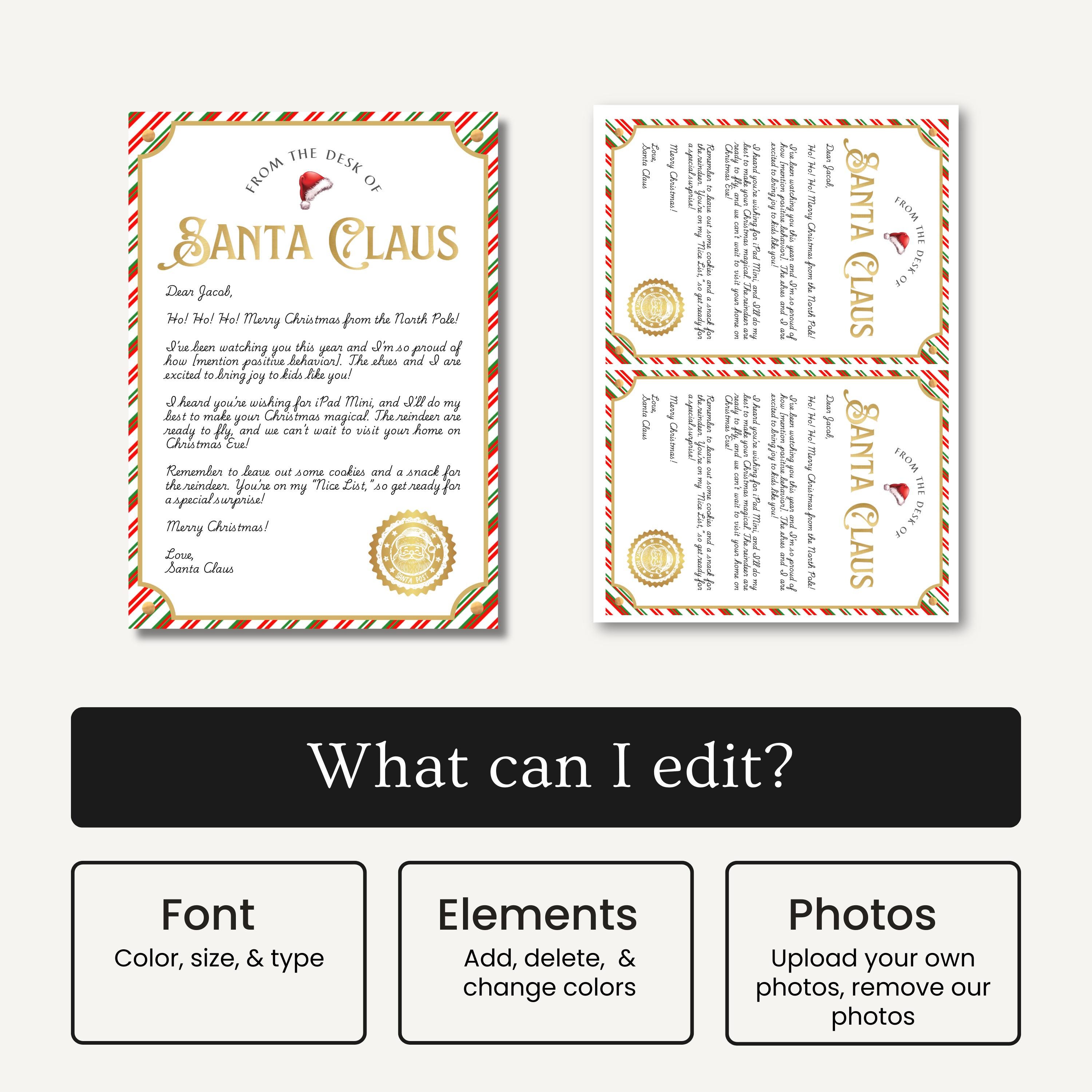 Editable Personalized Christmas Letter From Santa, Easy Edit Santa ...