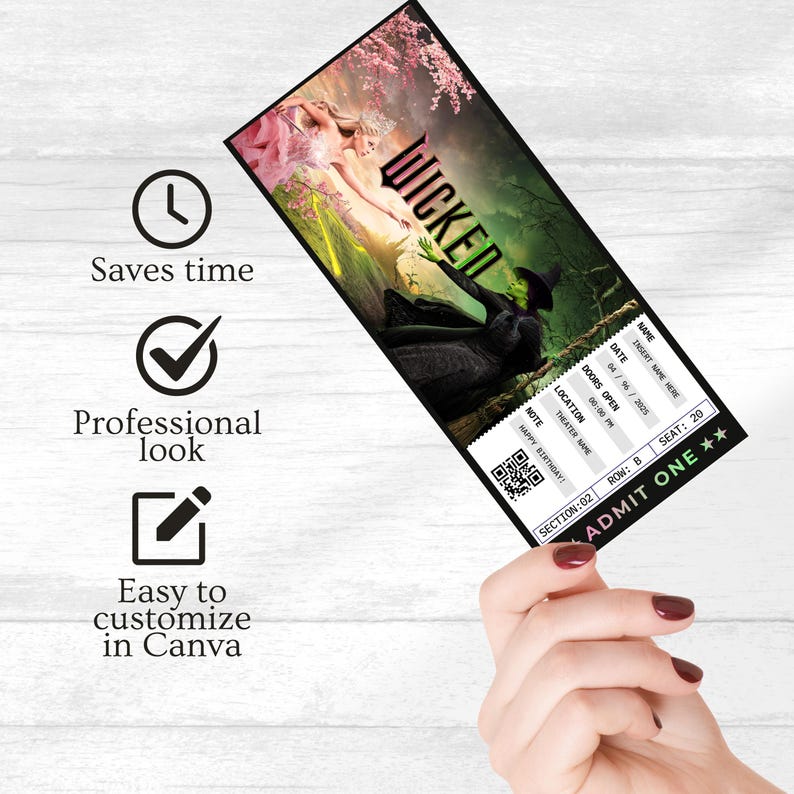 Printable Wicked Musical Broadway Surprise Ticket, Wicked Collectible ...