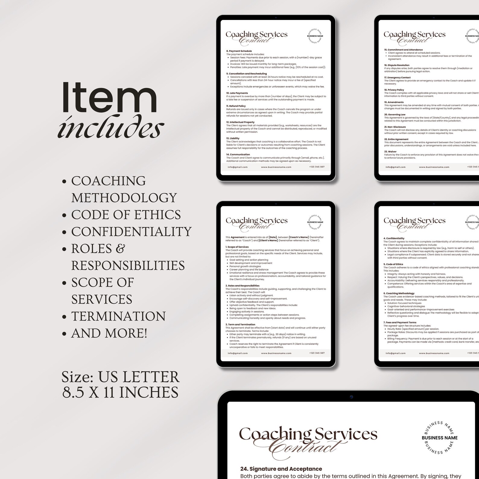 Life Coaching Contract Template, Life Coach Agreement, Mentoring ...