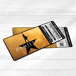Printable Hamilton Broadway Surprise Ticket, Hamilton the Musical Collectible Theater Ticket ...