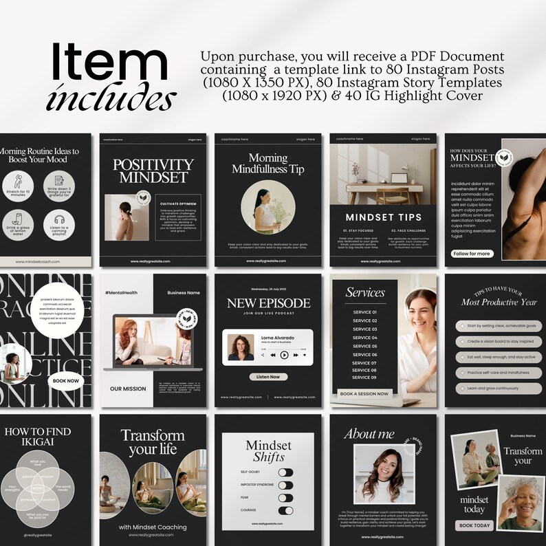 Mindset Coach Instagram Templates | Life Coach Templates | Mindset ...