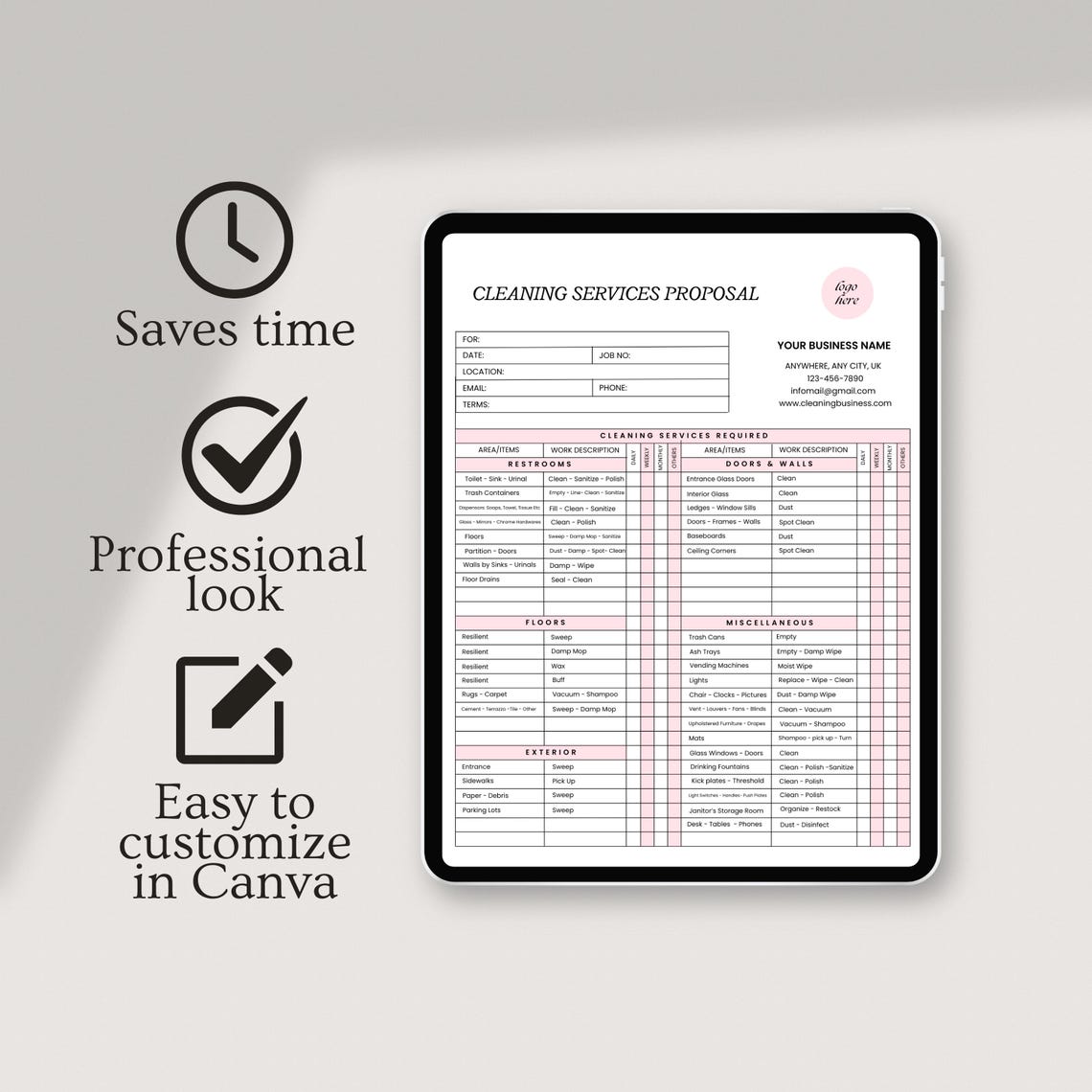 Cleaning Business Forms Bundle, Editable Cleaning Contract, Cleaning ...