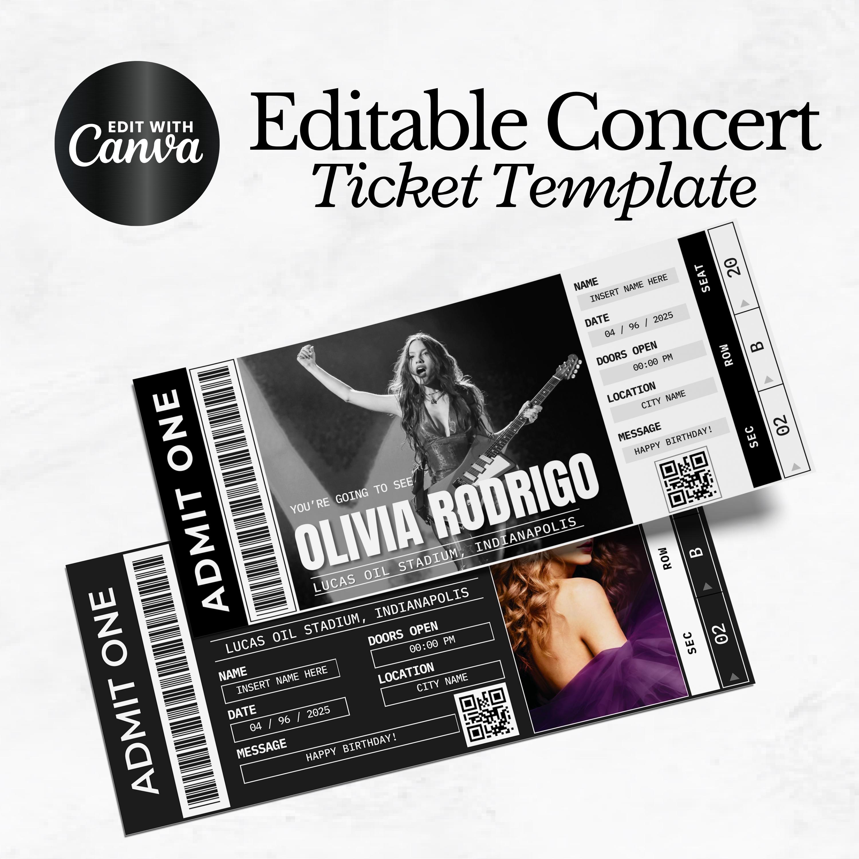Editable Concert Ticket Template, DIY Event Ticket, Surprise Gift ...