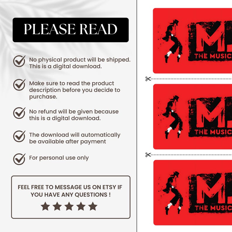 Printable MJ the Musical Theatre Ticket | Personalized Gift Reveal ...