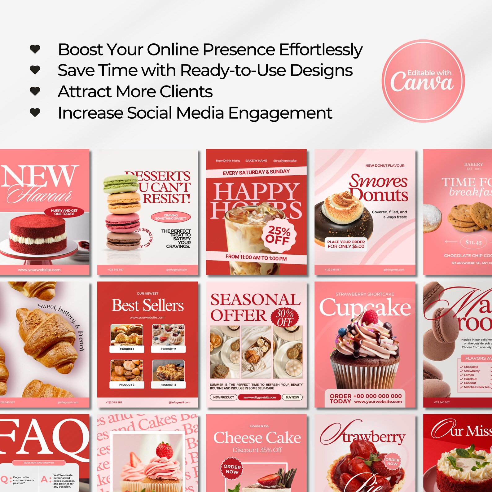Bakery Instagram Templates, Cafe Instagram Template, Cake Shop, Bakery ...