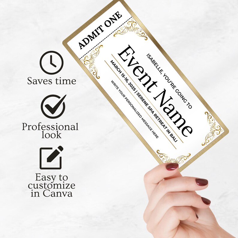 Event Ticket Template, EDITABLE DIY Event Printable, Surprise Getaway ...