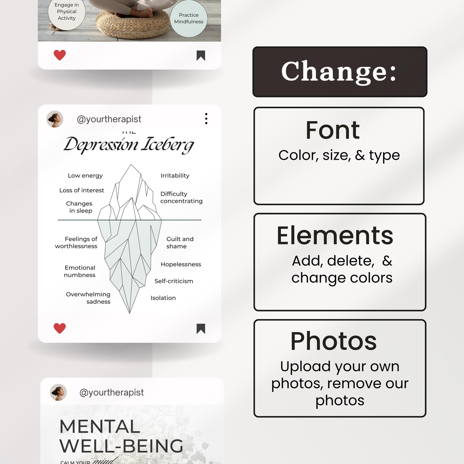 Therapist Instagram Templates, Psychologist Social Media, Mental Health ...