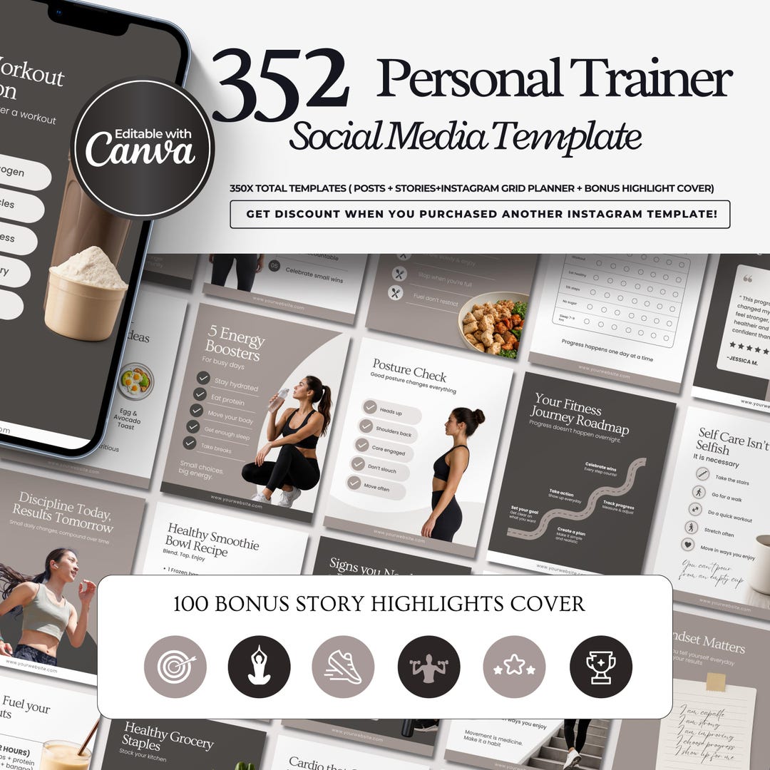 352 Personal Trainer Templates | Fitness Coach Instagram Template , Gym ...
