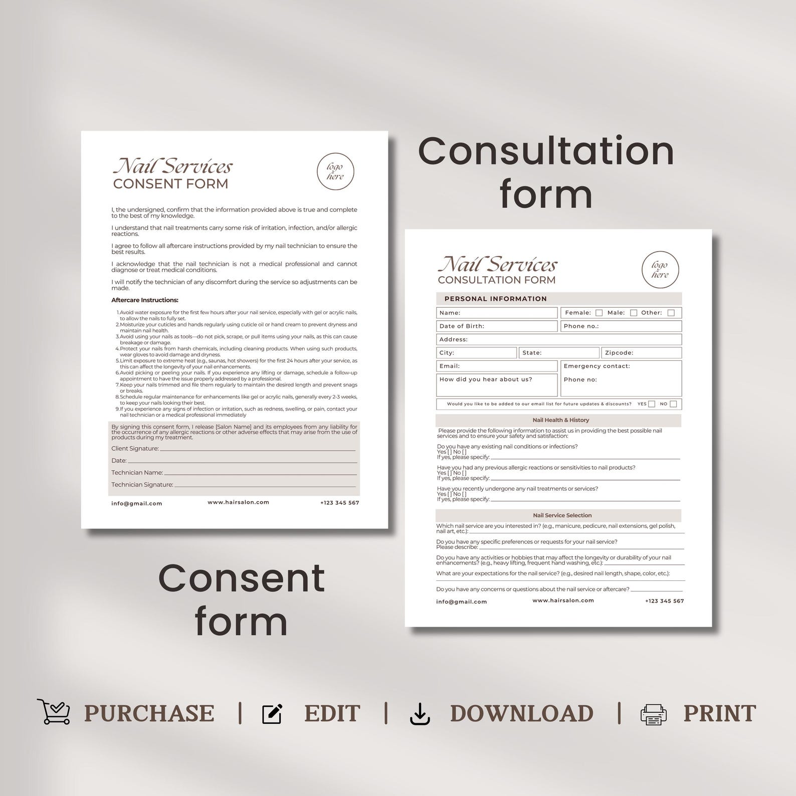 Manicure and Pedicure Forms Bundle, Nail Tech Forms, Esthetician Forms ...