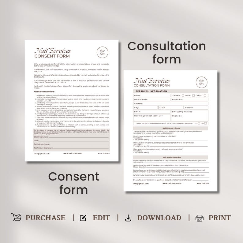 Manicure and Pedicure Forms Bundle, Nail Tech Forms, Esthetician Forms ...