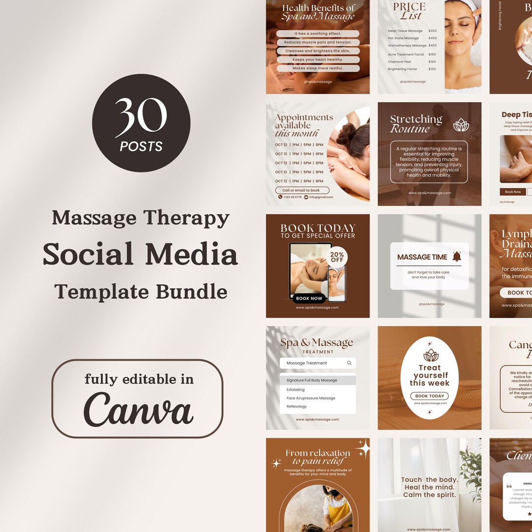 Massage Instagram Template | Massage Therapist Social Media Posts ...