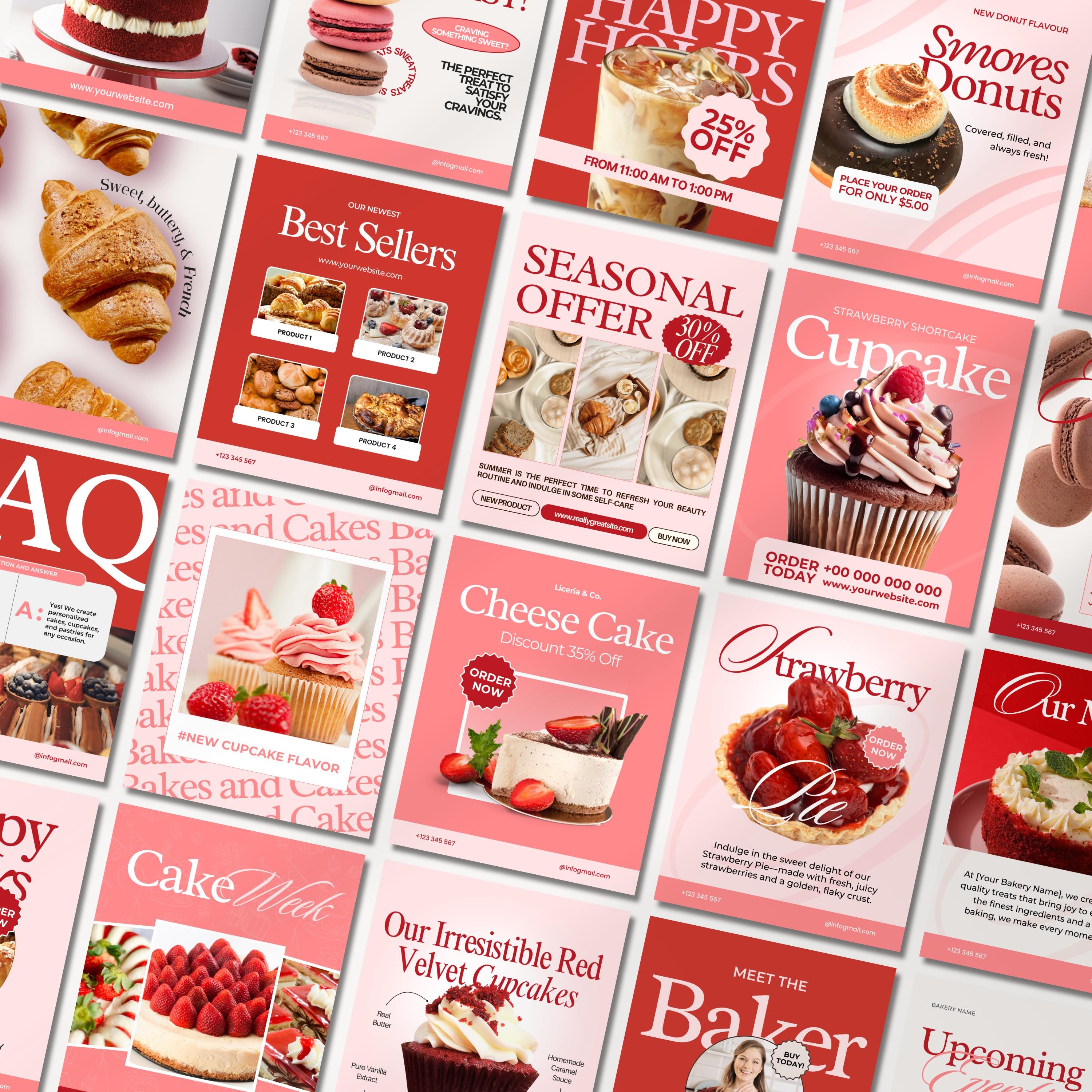 Bakery Instagram Templates, Cafe Instagram Template, Cake Shop, Bakery ...