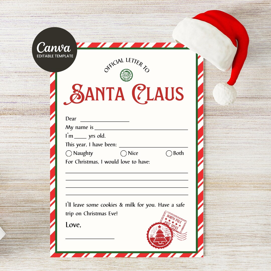 Editable Personalized Christmas Letter to Santa, Easy Edit Santa Letter ...