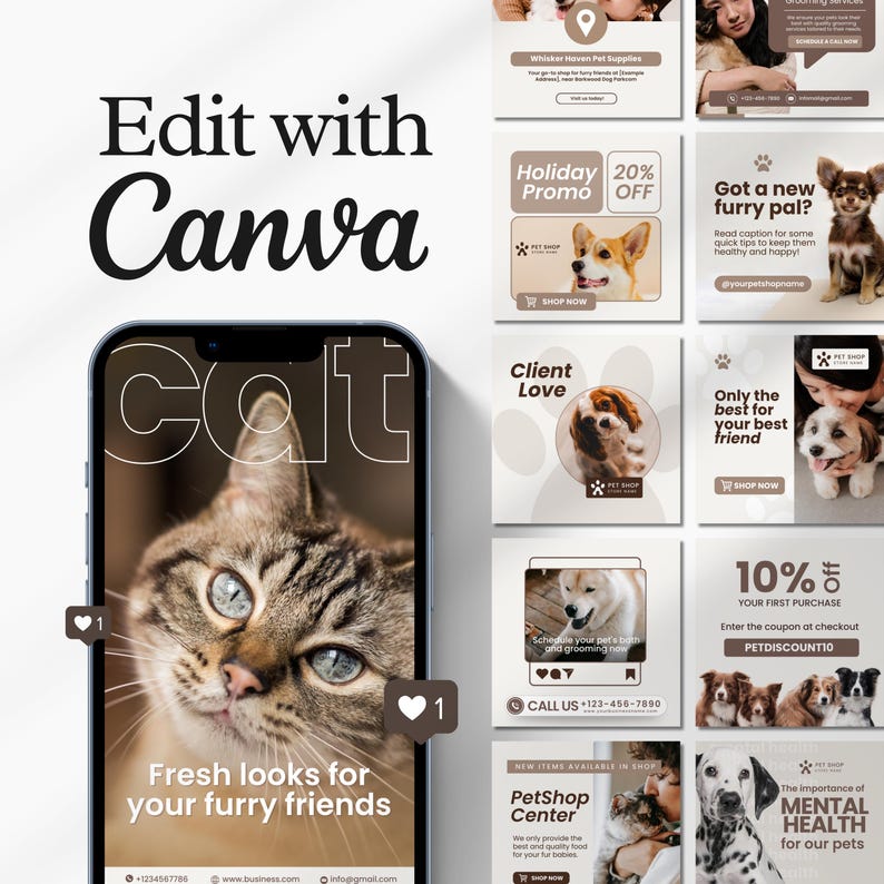 Pets Instagram Post Template | Pet Instagram Story Template | Social ...