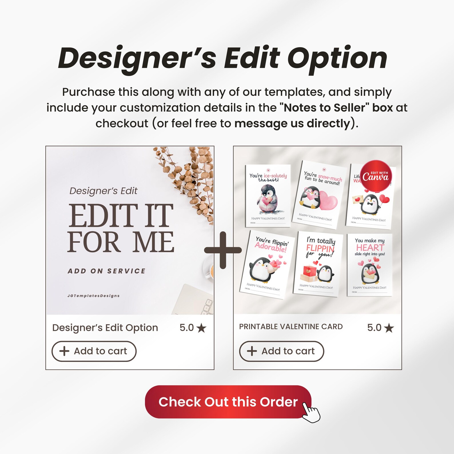 Editable/printable Penguin Valentine's Day Cards, Valentine's Gift Tags ...