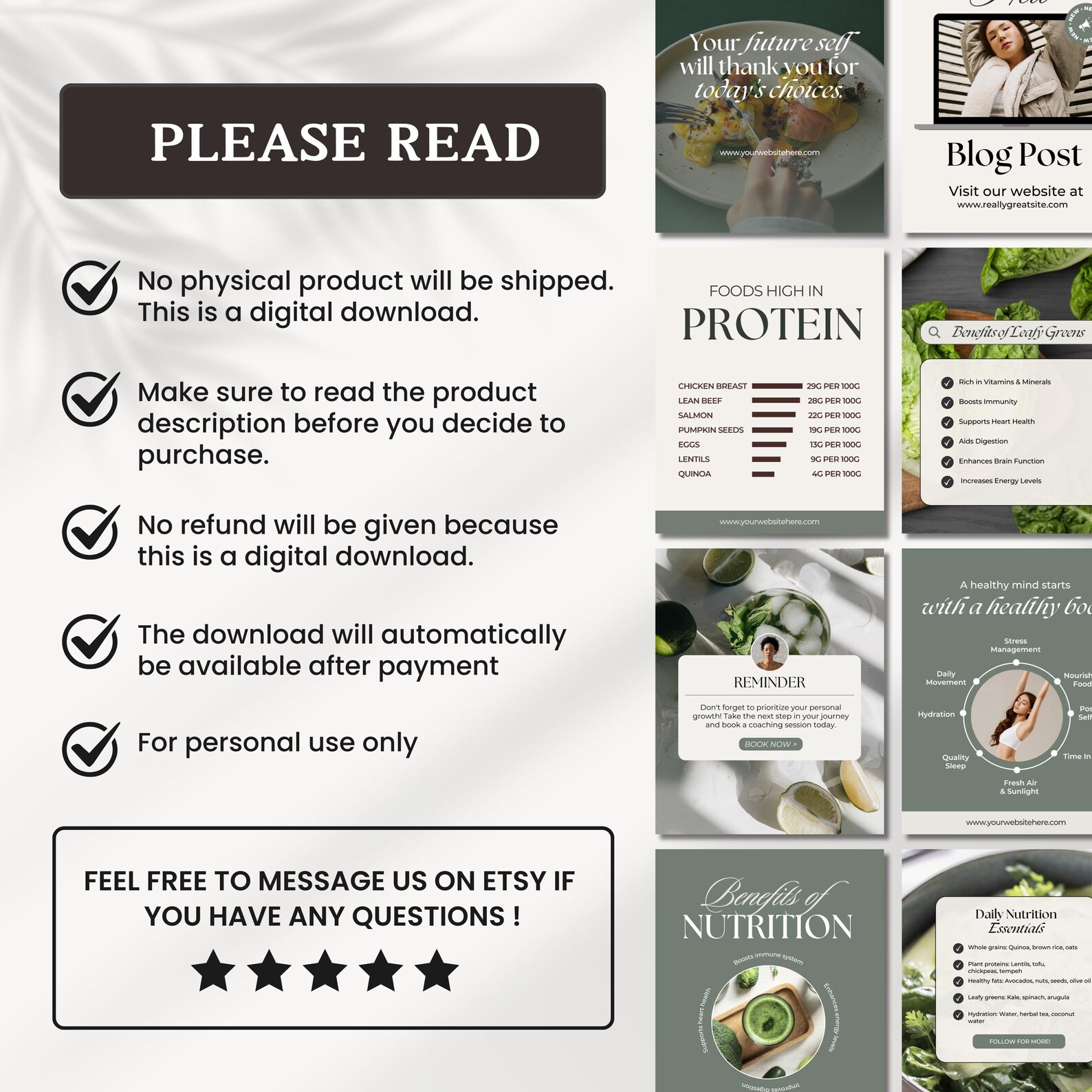 80 Nutrition Coach Instagram Post Templates | Wellness Templates ...