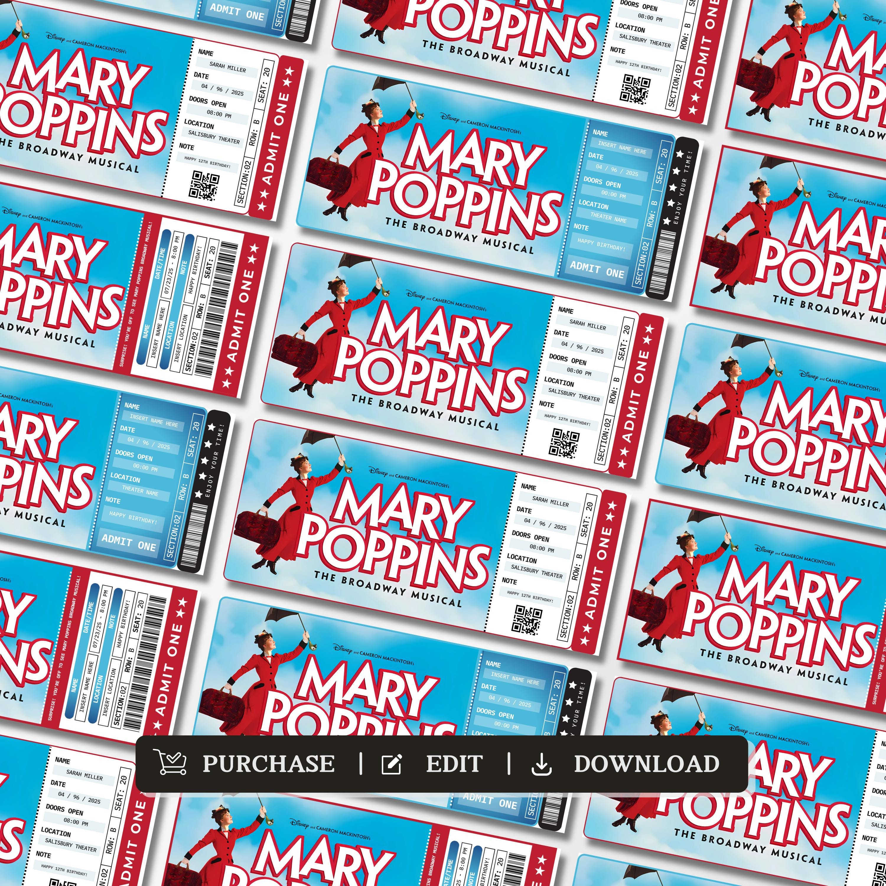Printable Mary Poppins Musical Theatre Ticket | Personalized Gift ...