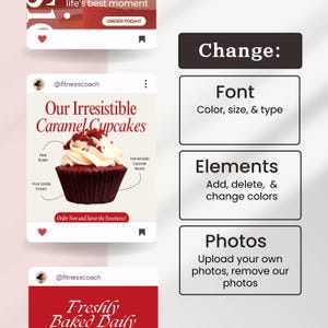 Bakery Instagram Templates, Cafe Instagram Template, Cake Shop, Bakery ...