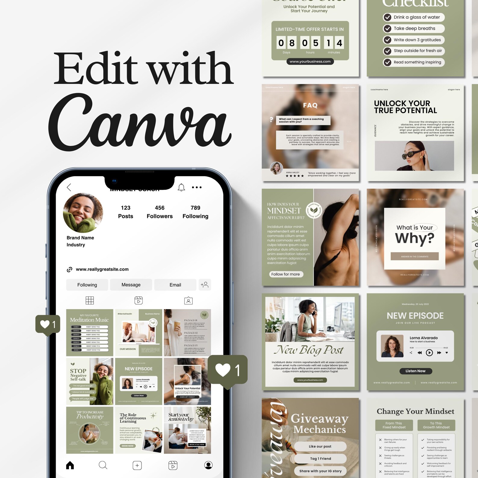 Mindset Coach Instagram Templates | Life Coach Templates | Mindset ...