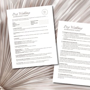 Dog Walking Service Agreement/contract Template, Editable & Printable ...