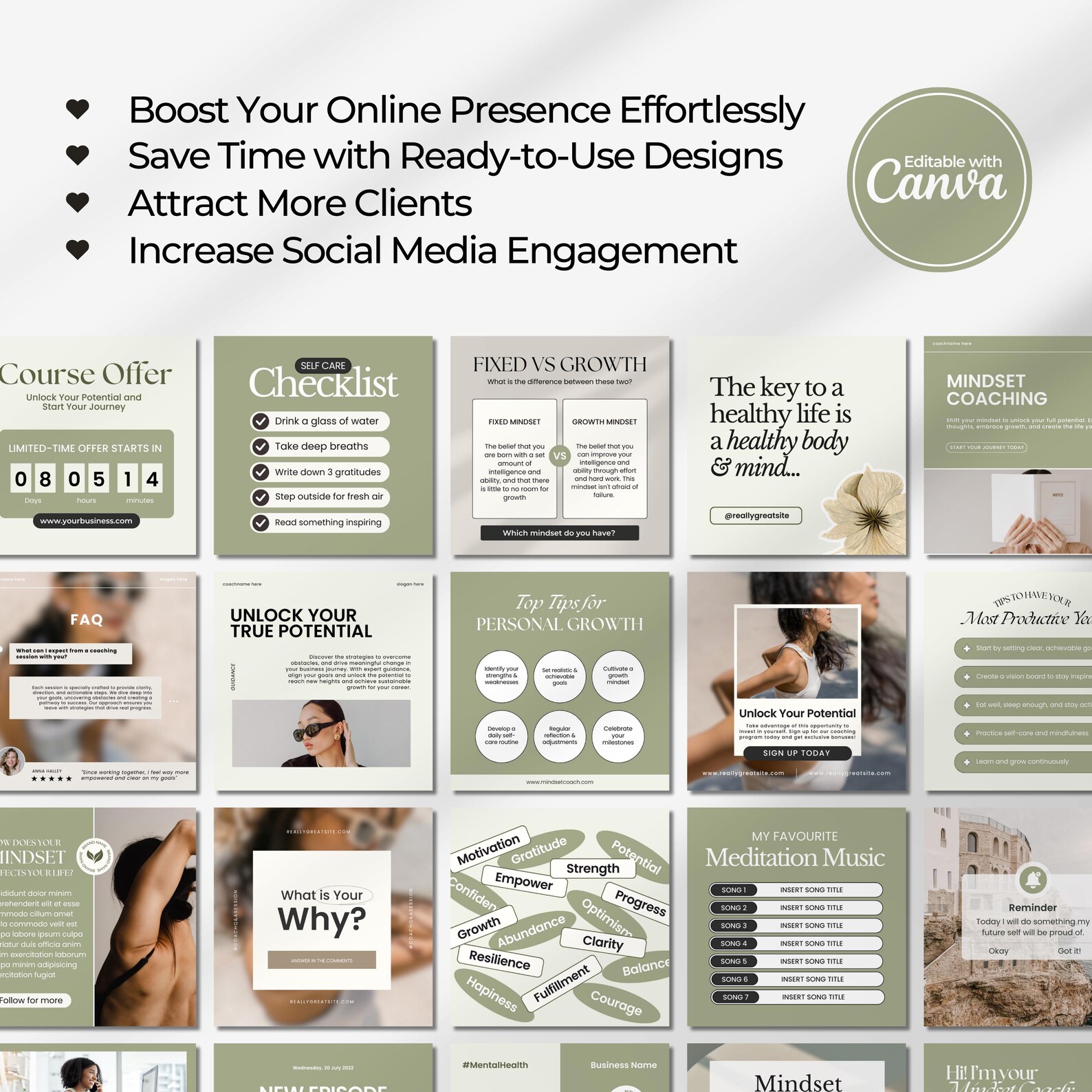 Mindset Coach Instagram Templates | Life Coach Templates | Mindset ...