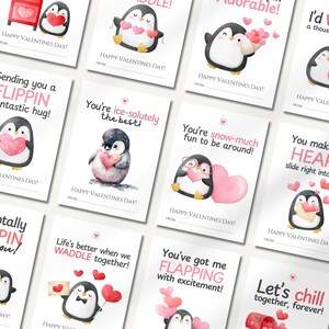 Editable/printable Penguin Valentine's Day Cards, Valentine's Gift Tags ...